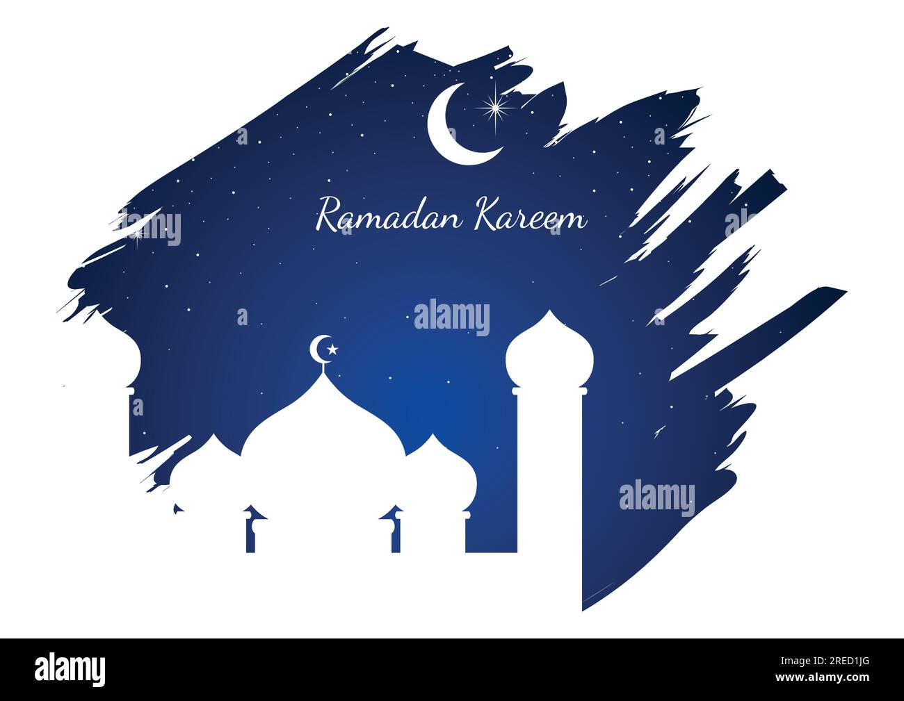 Graphic illustration of a mosque on blue brushed background. Islam ...