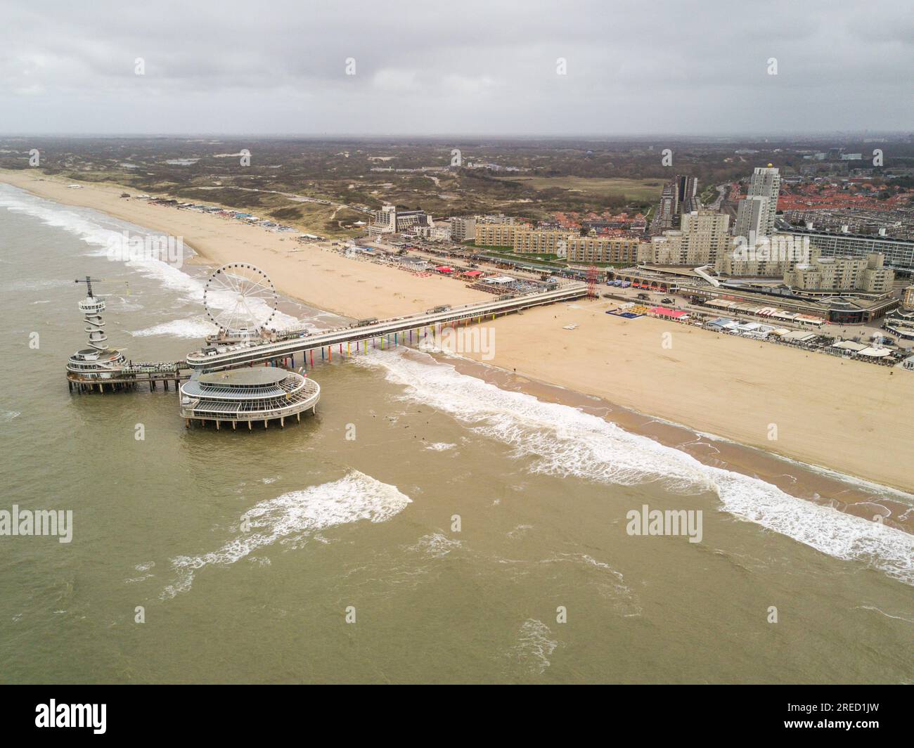 Aerial images of the pier of Scheveningen with The Hague in the ...