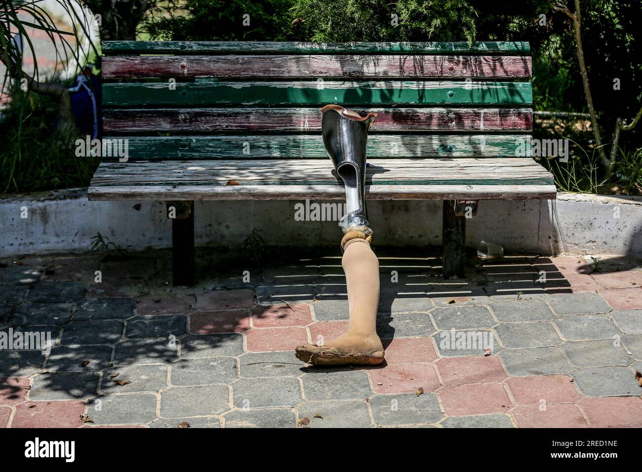Gaza, Palestine. 25th July, 2023. A prosthetic limb for an amputee ...