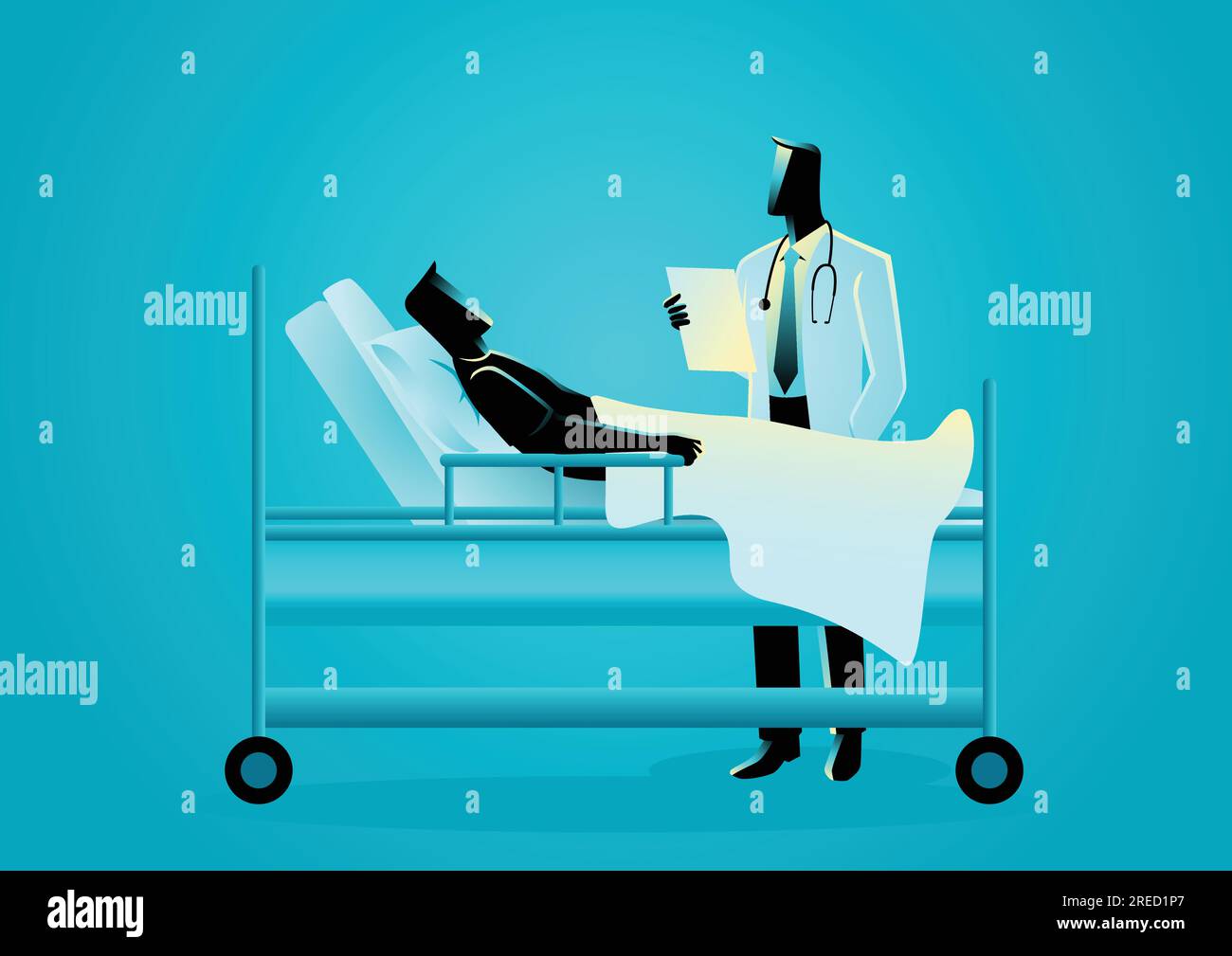 Medical vector illustration of a doctor visiting his patient Stock ...