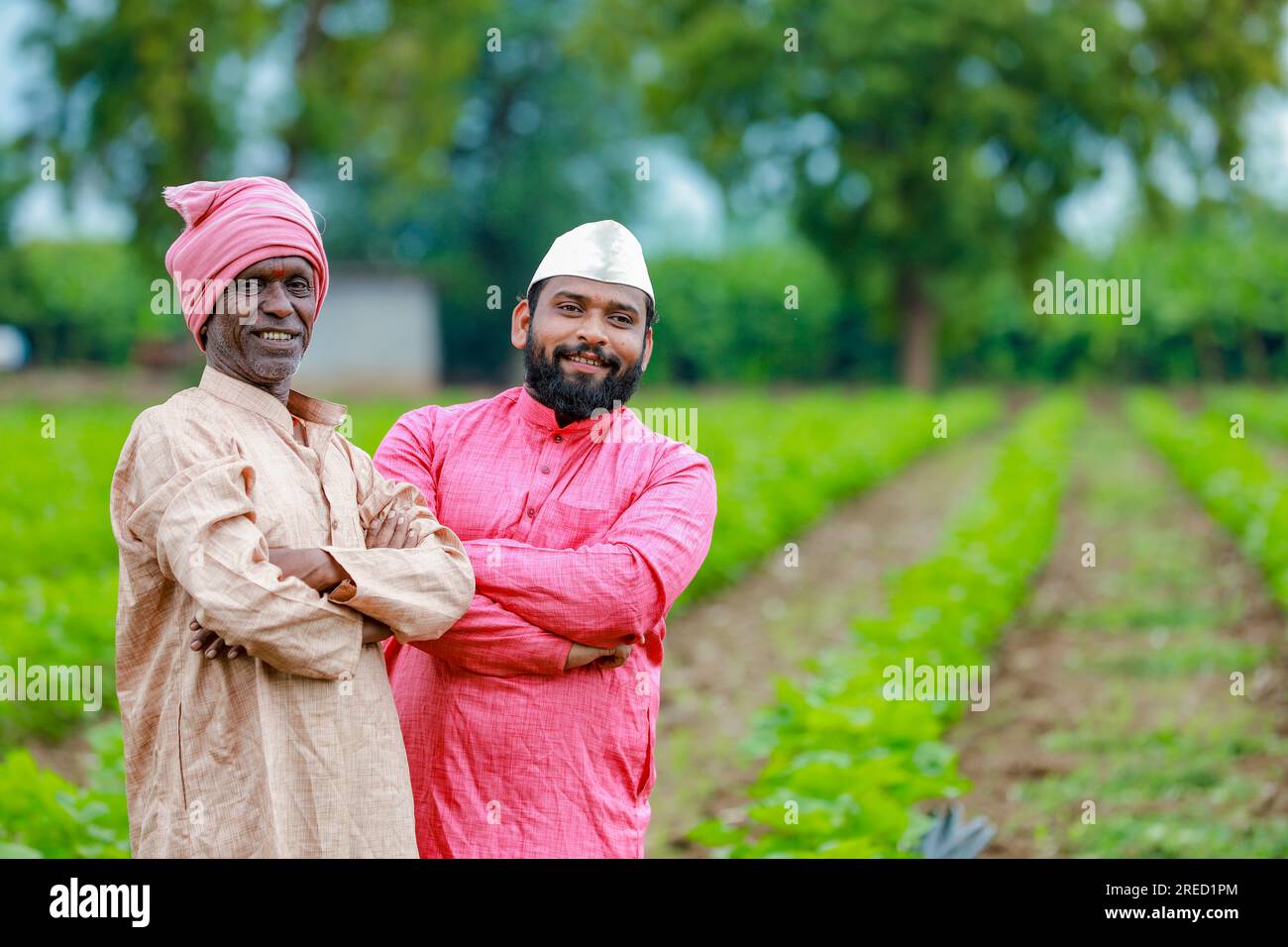 Indian farming, two farmer standing in farm , happy farmer , farmer and ...