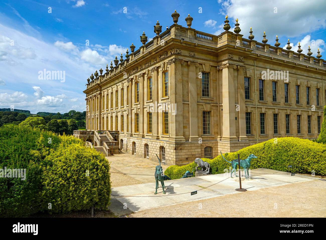 Sculptures at Chatsworth House and gardens, a well known Historic house ...