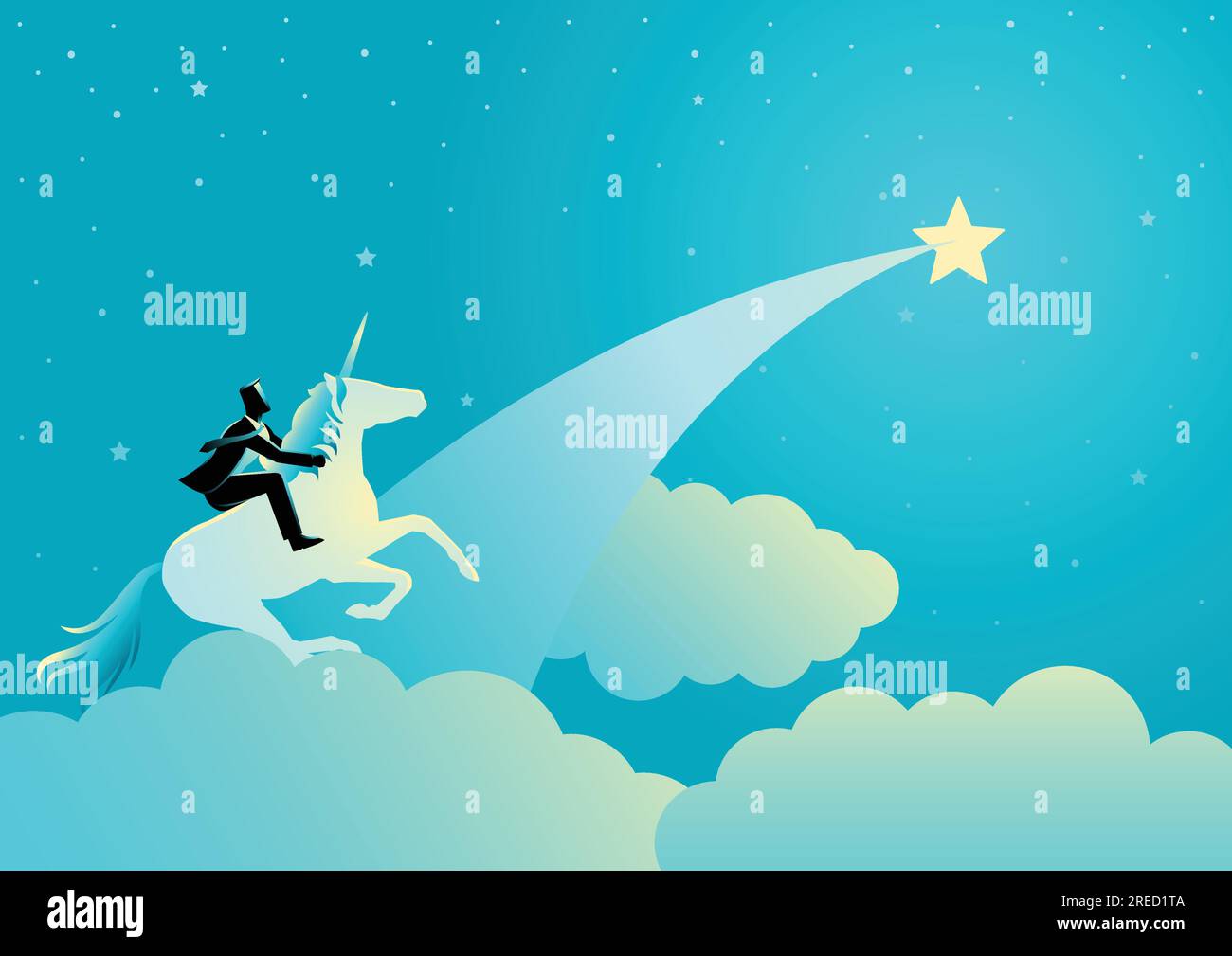 Business concept vector illustration of a businessman riding a unicorn ...
