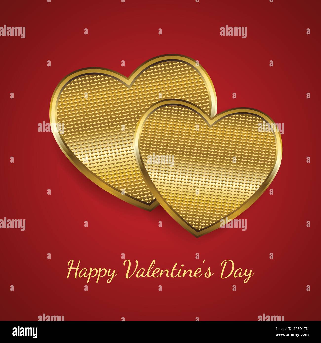 Vector illustration of two golden hearts for Valentine card Stock ...