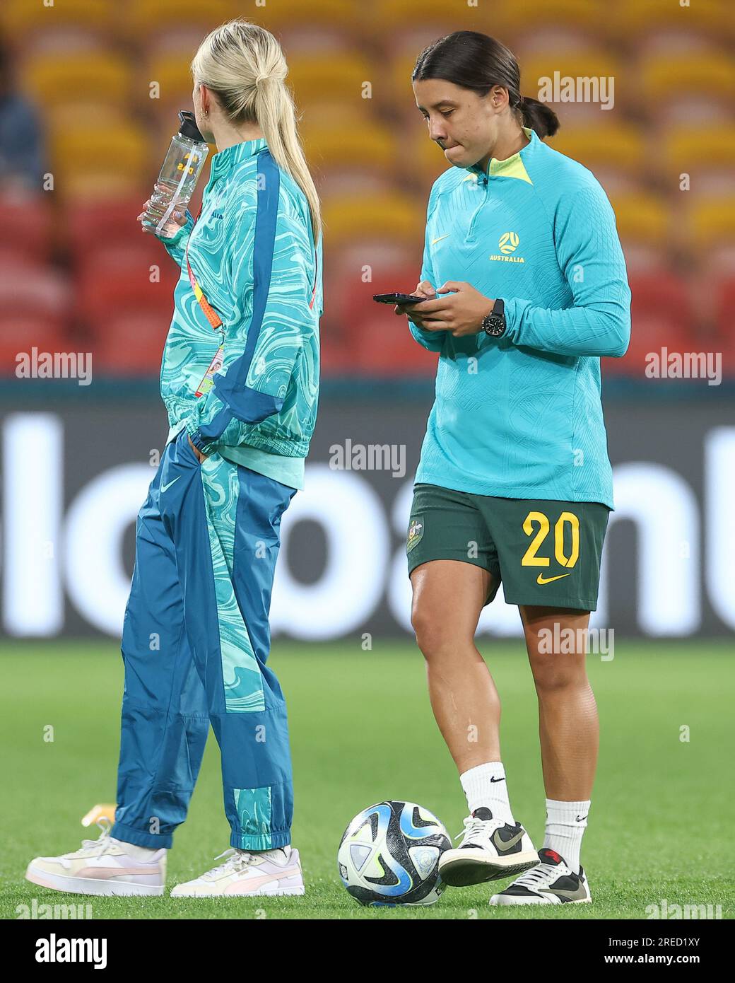 Sam Kerr #20 of Australia arrives during the FIFA Women's World Cup ...