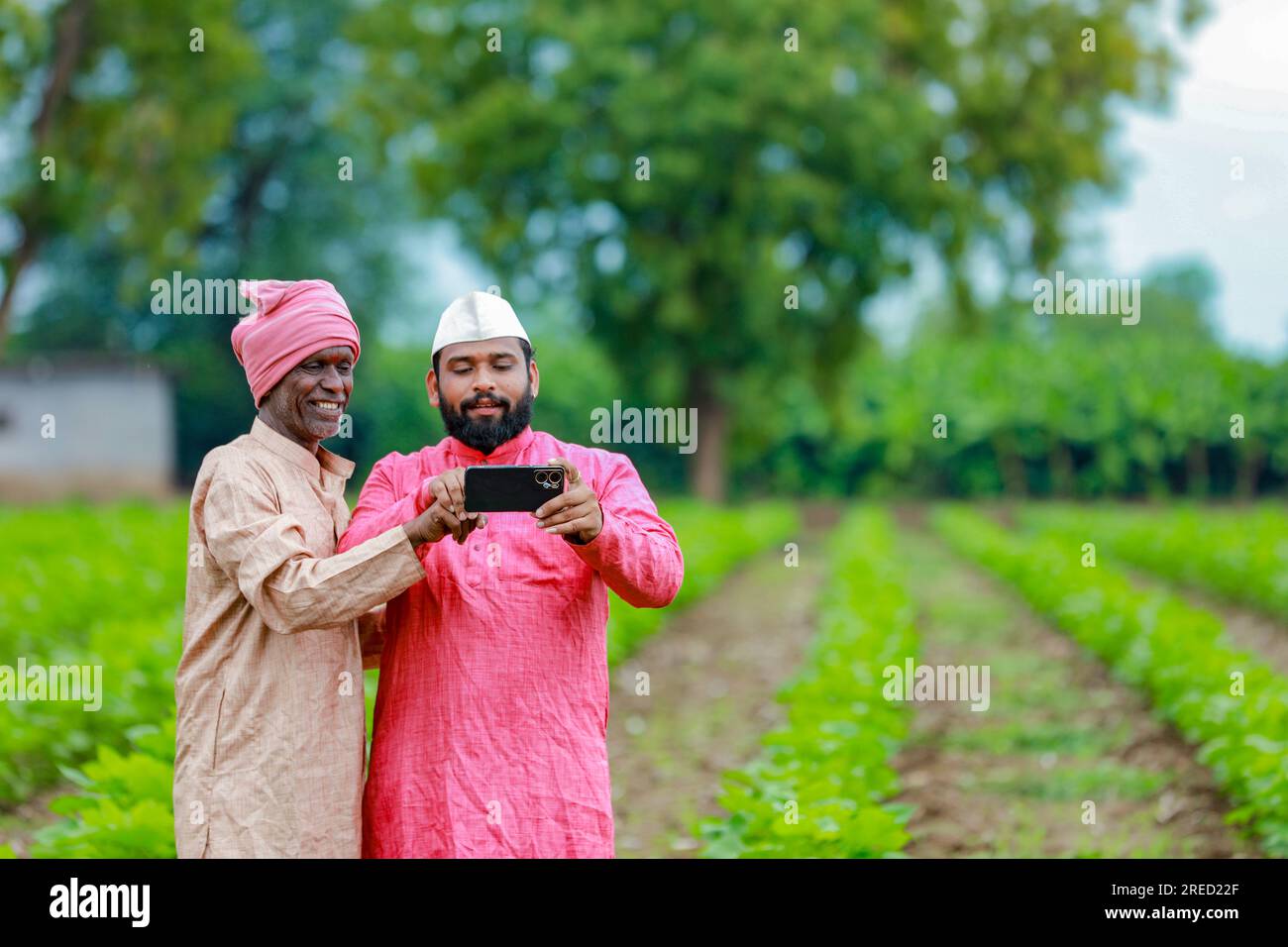Indian farming, two farmer standing in farm , happy farmer , farmer and ...