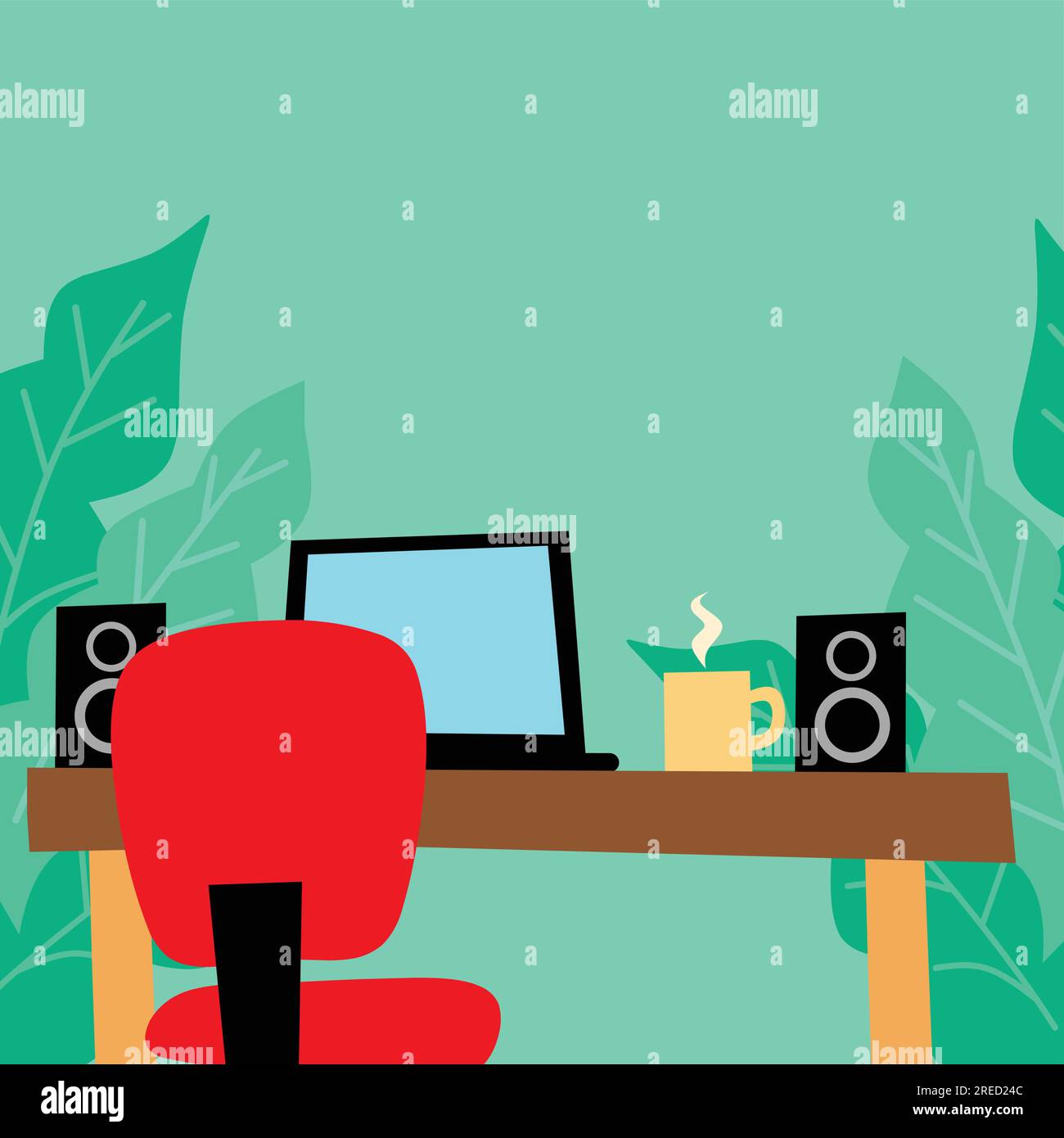 Simple flat vector graphic illustration of working table Stock Vector ...