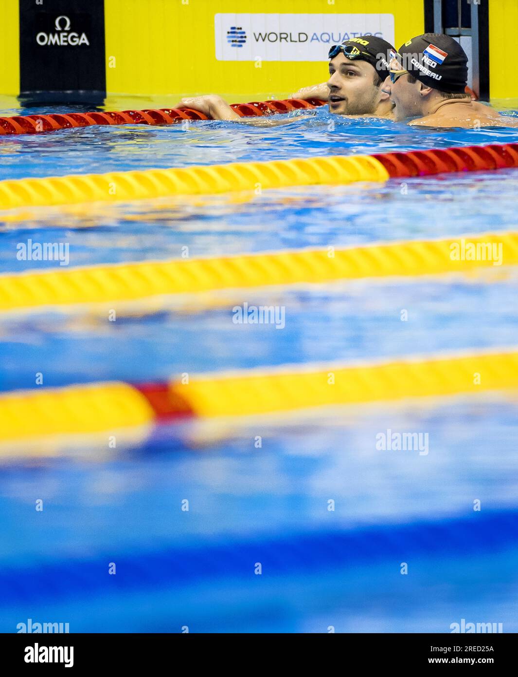 FUKUOKA - Arno Kamminga and Caspar Corbeau after the 200 school men's ...