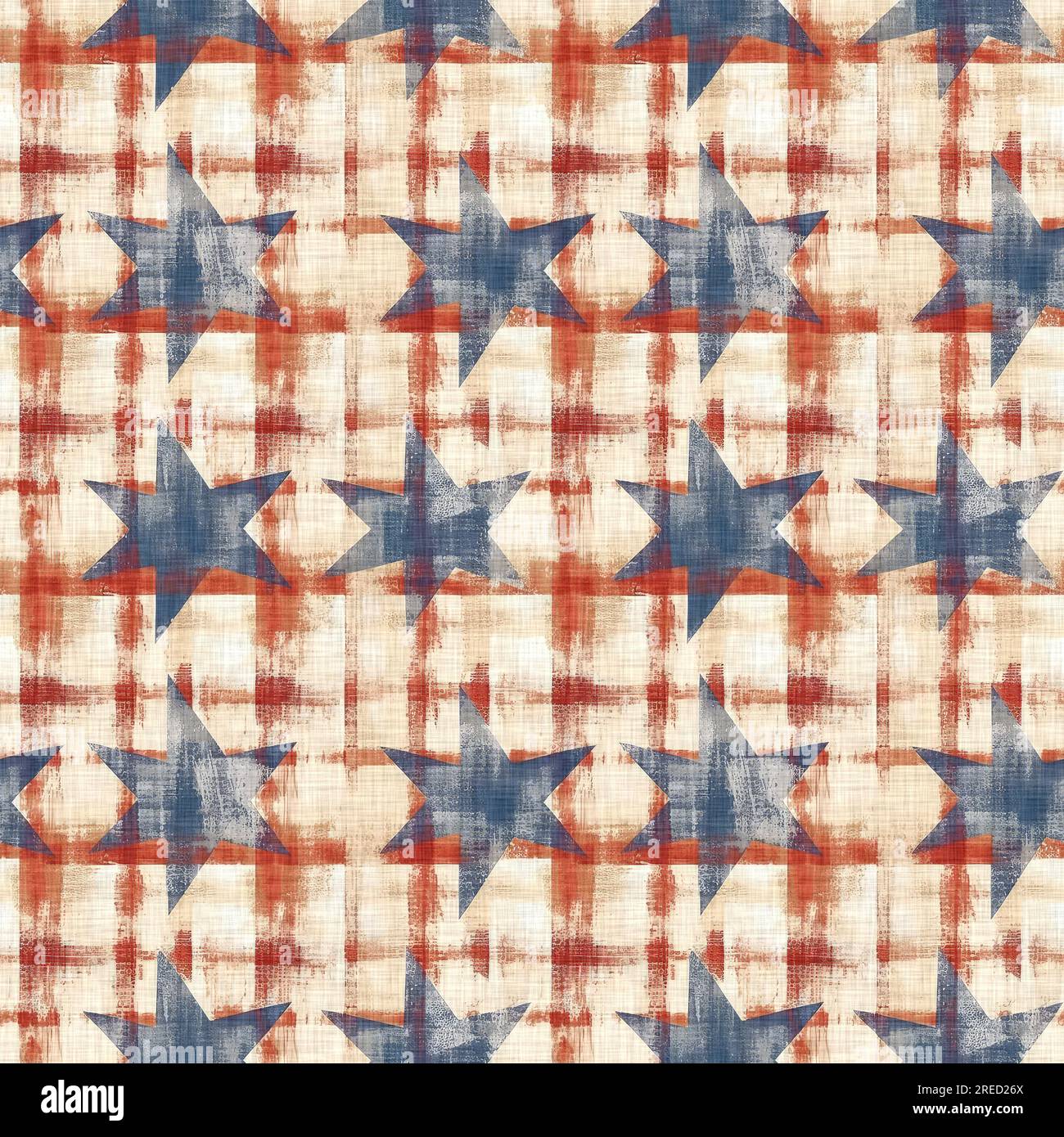 Rustic americana seamless pattern in traditional red, white and blue ...