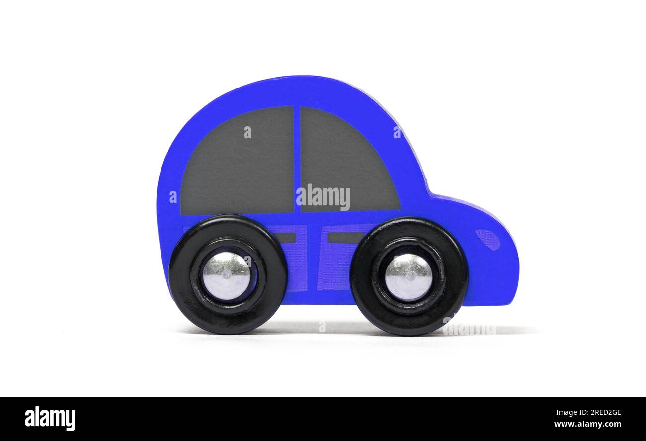 Retro wooden toy car isolated on a white background Stock Photo - Alamy
