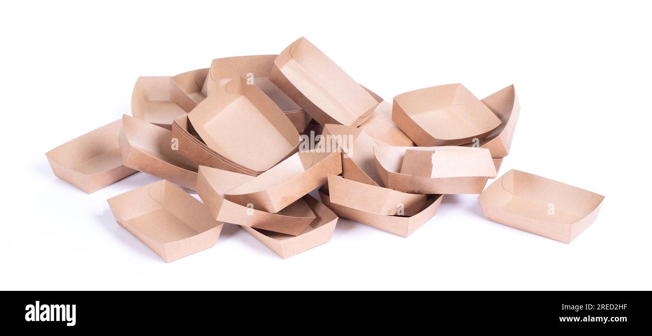 Empty disposable paper fast food tray isolated on a white background ...