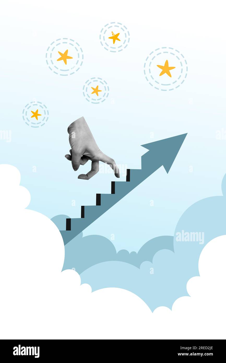 Vertical creative composite illustration photo collage of purposeful ...