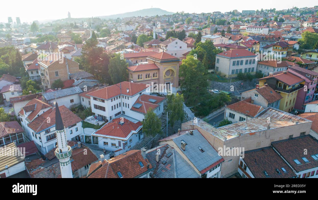 Sarajevo capital aerial view in old city in summer Stock Photo - Alamy