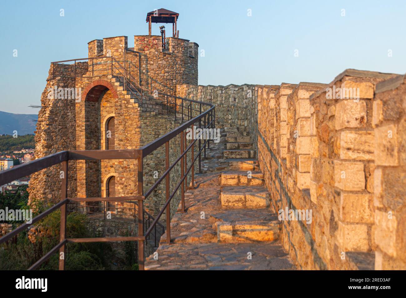 Fortification walls of Kale fortress in Skopje, North Macedonia Stock ...
