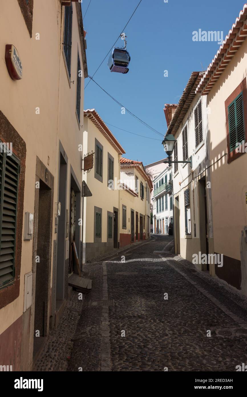 The Funchal cable car - Teleferico do Funchal - carries passengers over ...