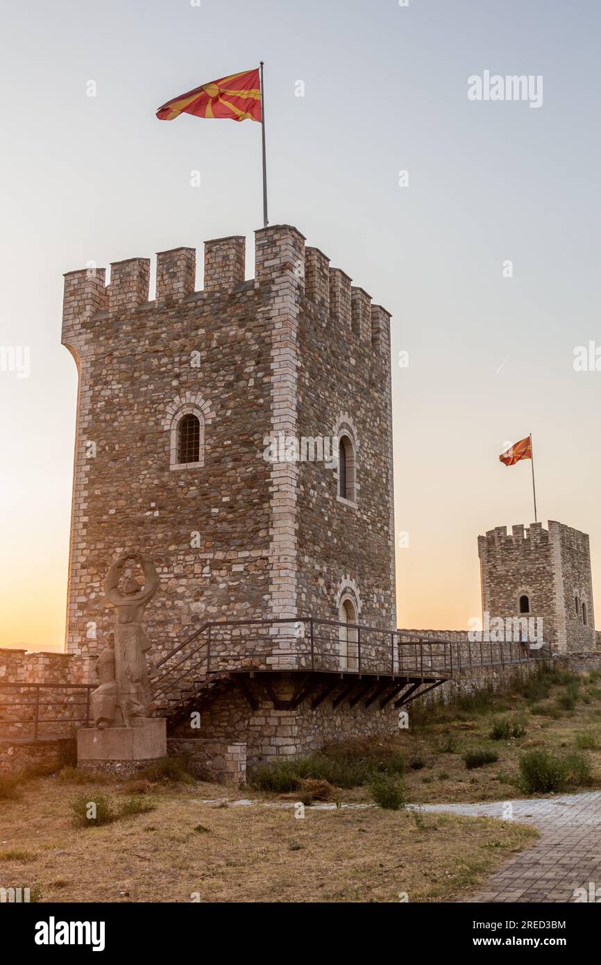Towers and walls of Kale fortress in Skopje, North Macedonia Stock ...