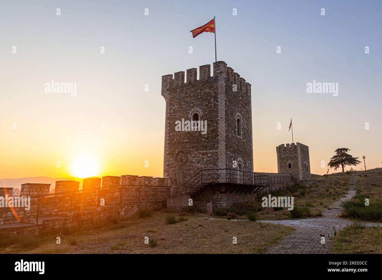 Towers and walls of Kale fortress in Skopje, North Macedonia Stock ...
