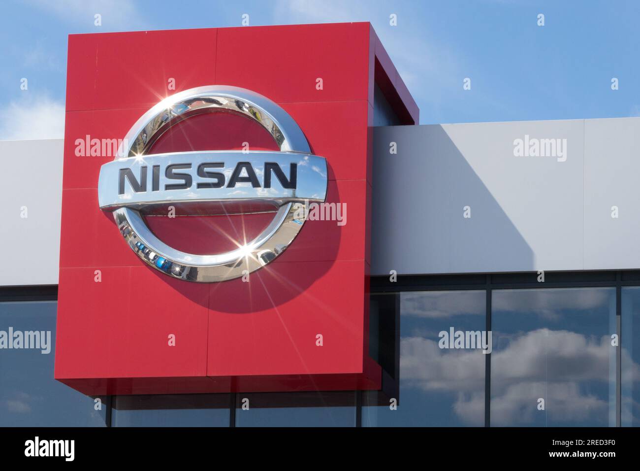 Poland, Przezmierowo - July 27, 2023: A Nissan dealership sign ...