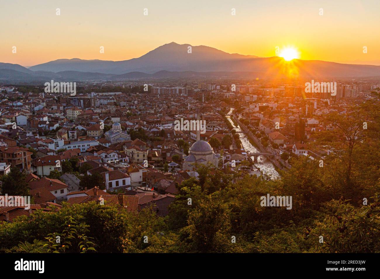 Sunset aerial view of Prizren, Kosovo Stock Photo - Alamy