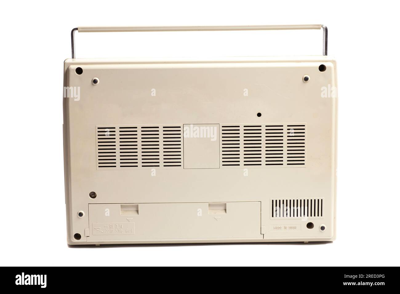 Retro portable stereo cassette tape recorder from 80s rear view Stock ...