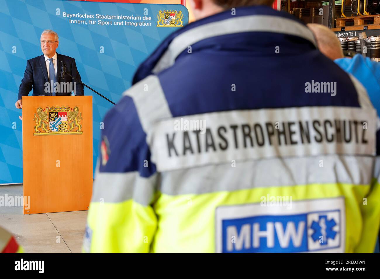 Nuremberg, Germany. 27th July, 2023. Interior Minister Joachim Herrmann (CSU) presents the new ...