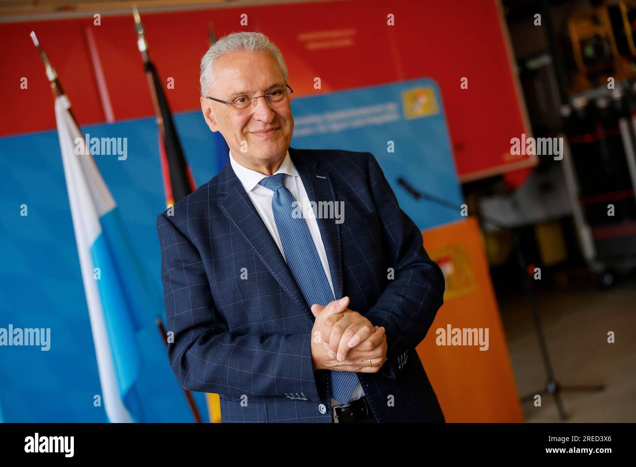 Nuremberg, Germany. 27th July, 2023. Interior Minister Joachim Herrmann (CSU) presents the new ...