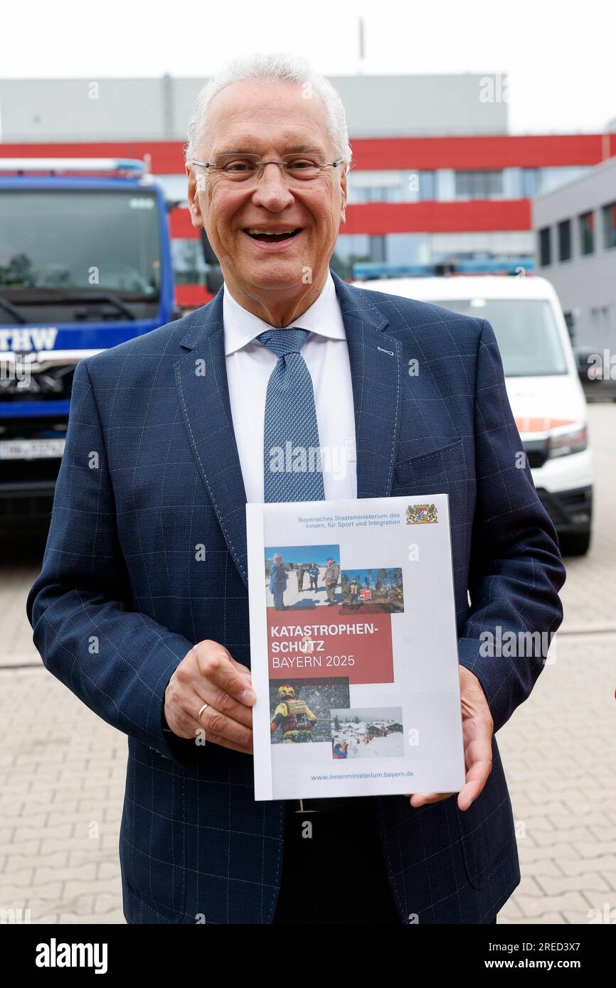 Nuremberg, Germany. 27th July, 2023. Interior Minister Joachim Herrmann (CSU) presents the new ...