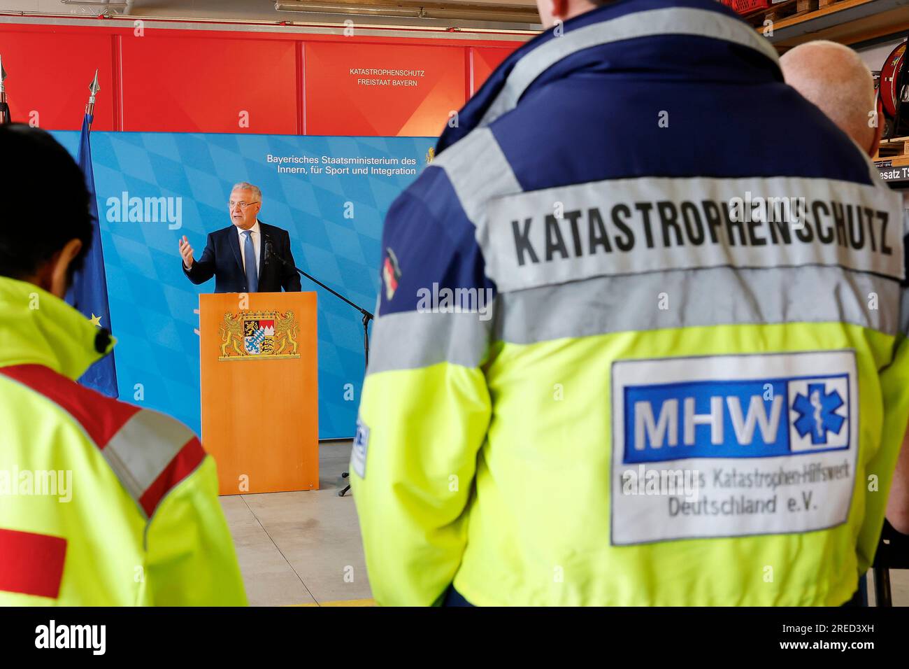 Nuremberg, Germany. 27th July, 2023. Interior Minister Joachim Herrmann (CSU) presents the new ...