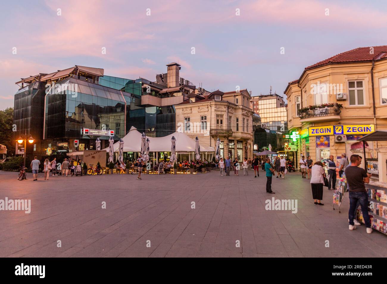BITOLA, NORTH MACEDONIA - AUGUST 5, 2019: Evening view of Magnolia ...