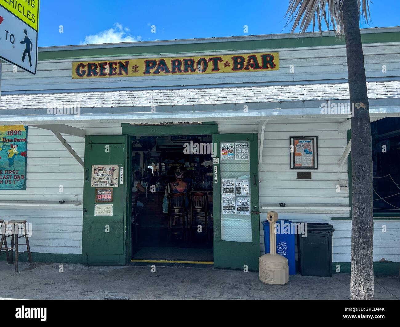 Key West, FL USA - July 17, 2023: The Green Parrot Bar in the small ...