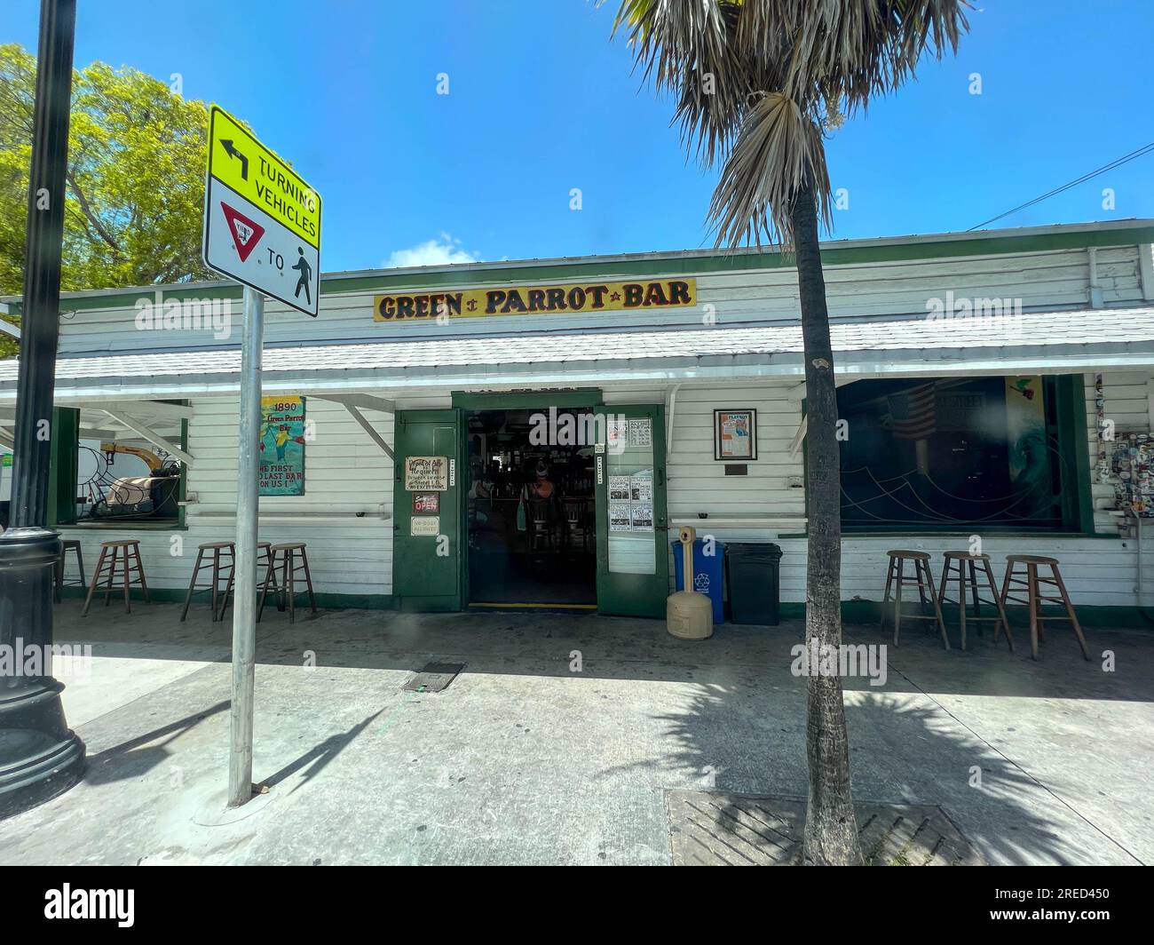 Key West, FL USA - July 17, 2023: The Green Parrot Bar in the small ...