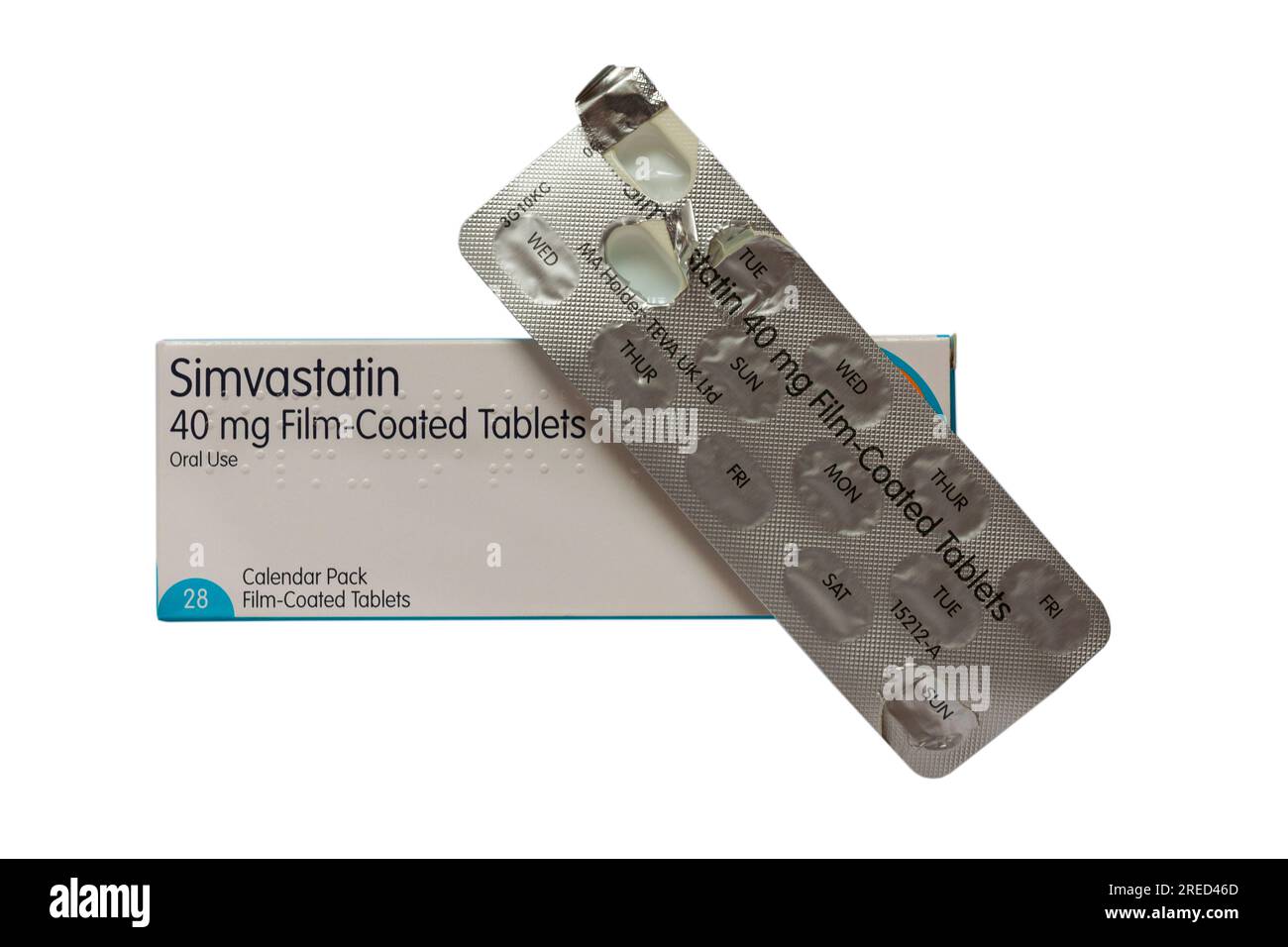 Packet of Simvastatin 28 calendar pack film-coated tablets statins pack ...
