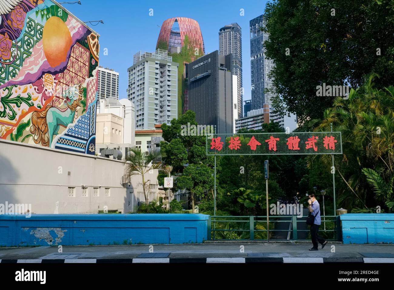 View of Neil Road in Chinatown, Singapore, at the crossing with Duxton ...