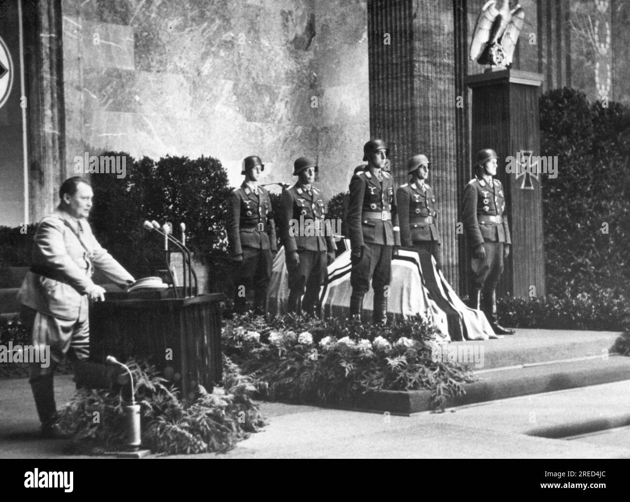 In the Reich Chancellery, Hermann Göring delivers the eulogy at a state ...