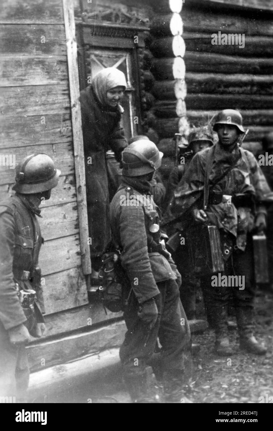 German soldiers in Volokolamsk, about 100 km from Moscow. Photo ...