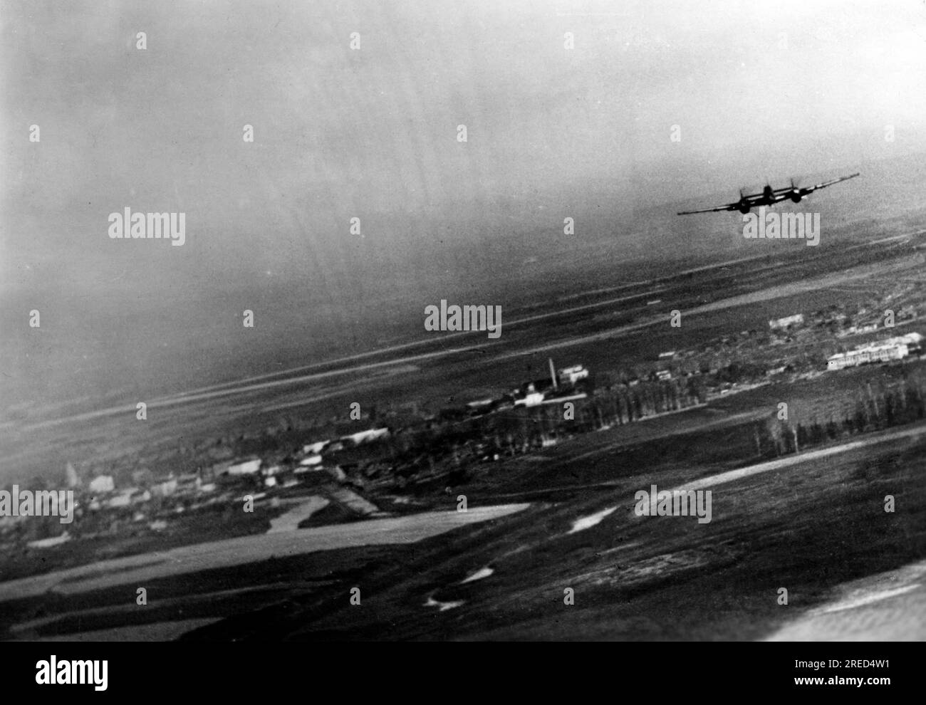 German destroyer Messerschmitt Me 110 during an attack on Russian ...