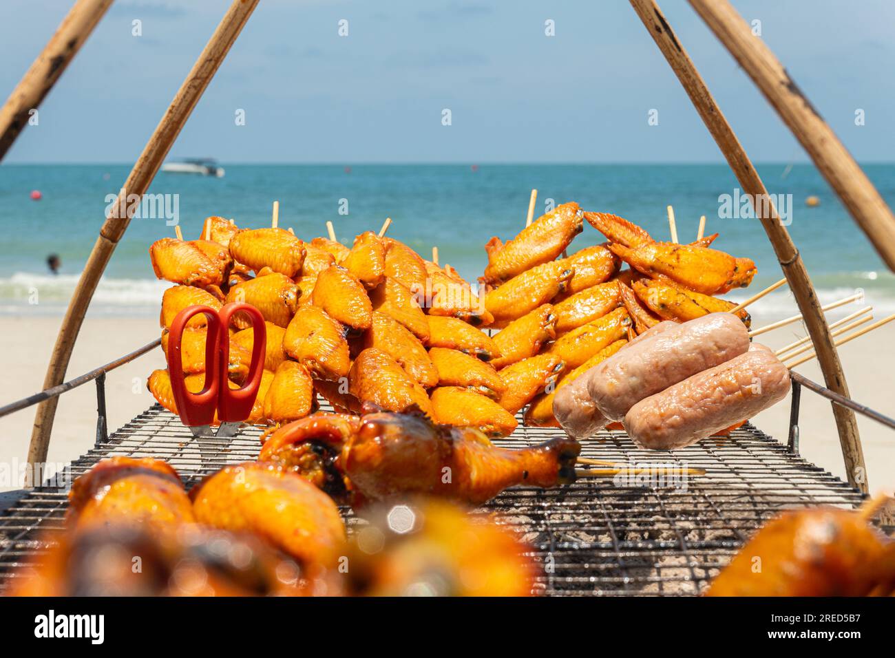 Thailand Koh Samet: Traditional Thai chicken barbecue cooking street ...