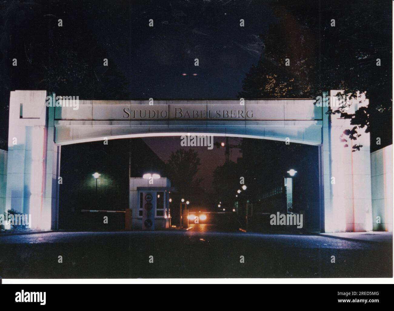 Illuminated entrance to Studio Babelsberg. Photo: Studio Babelsberg, free of charge [automated ...