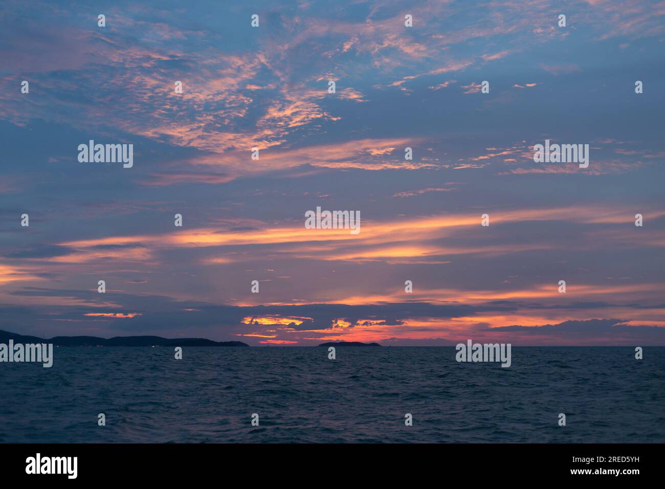 Raging Sea with Sunset Sky Background Stock Photo - Alamy
