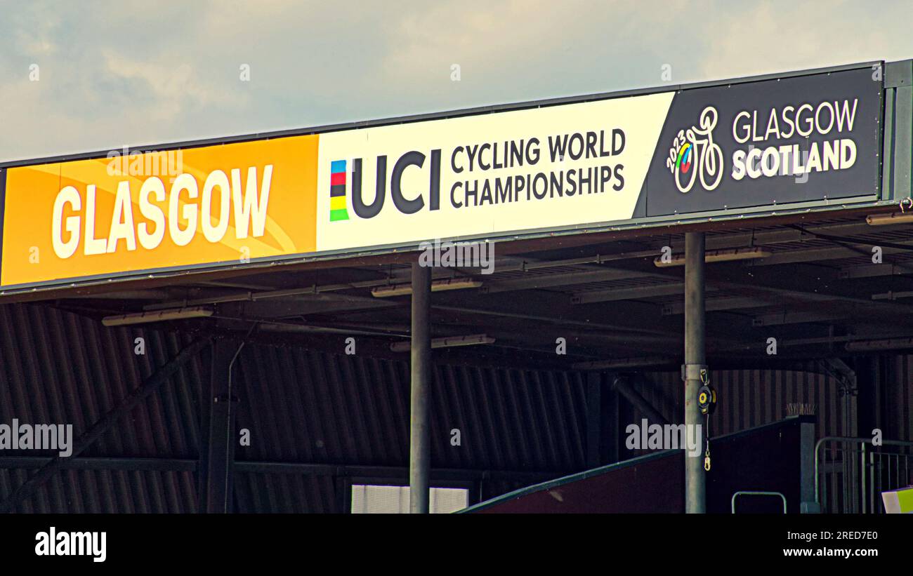 UCI world cycling championships logos and paraphernalia appear ar ...