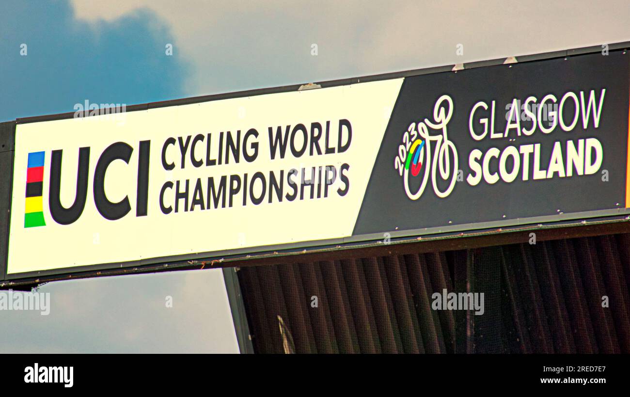 UCI world cycling championships logos and paraphernalia appear ar ...