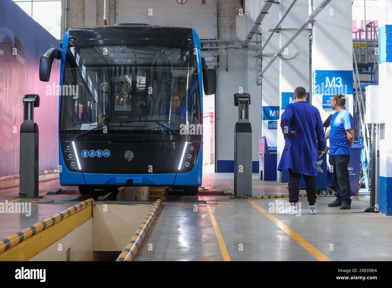 July 27. 2023. Russia. Moscow. Assembly of electric buses in the ...