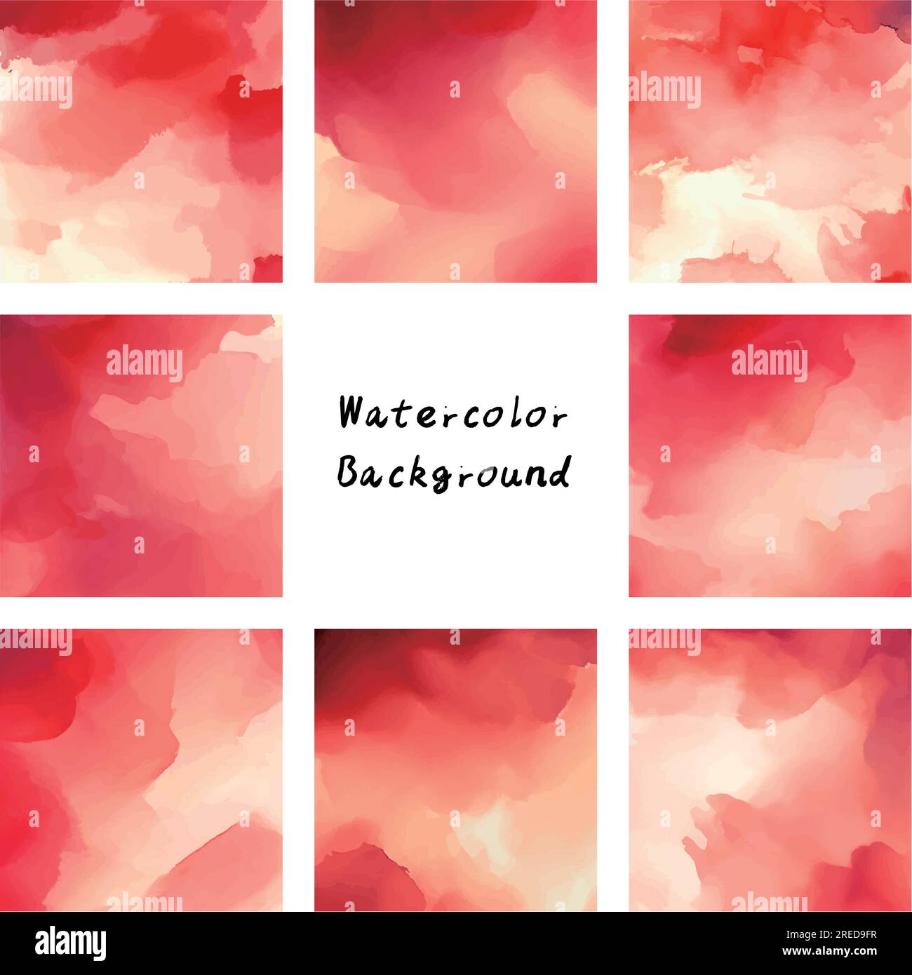 Set of red tone watercolor backgrounds. Abstract hand drawn watercolor ...