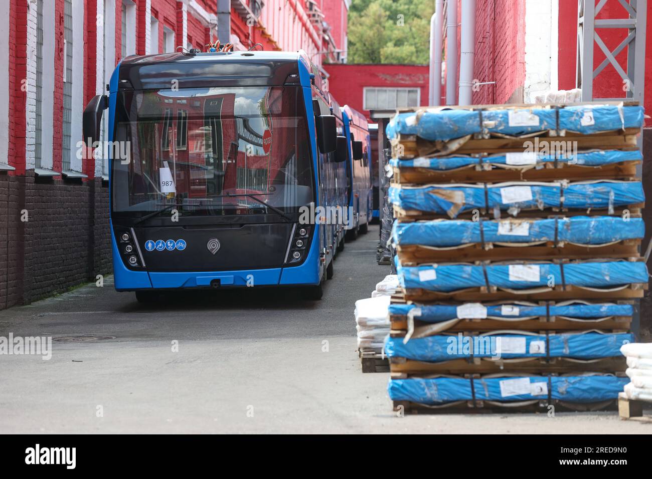 July 27. 2023. Russia. Moscow. Assembly of electric buses in the ...