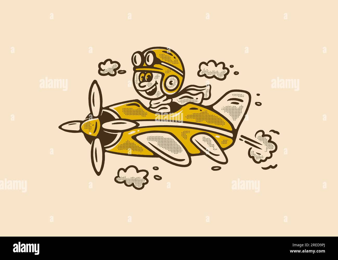 Mascot character illustration of a little boy driving a plane, in ...