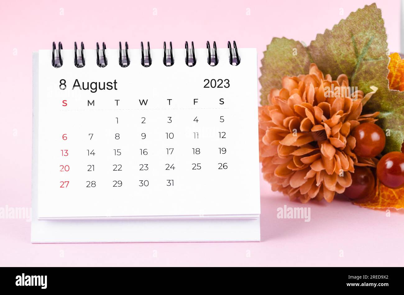 Pink august 2023 calender hi-res stock photography and images - Alamy