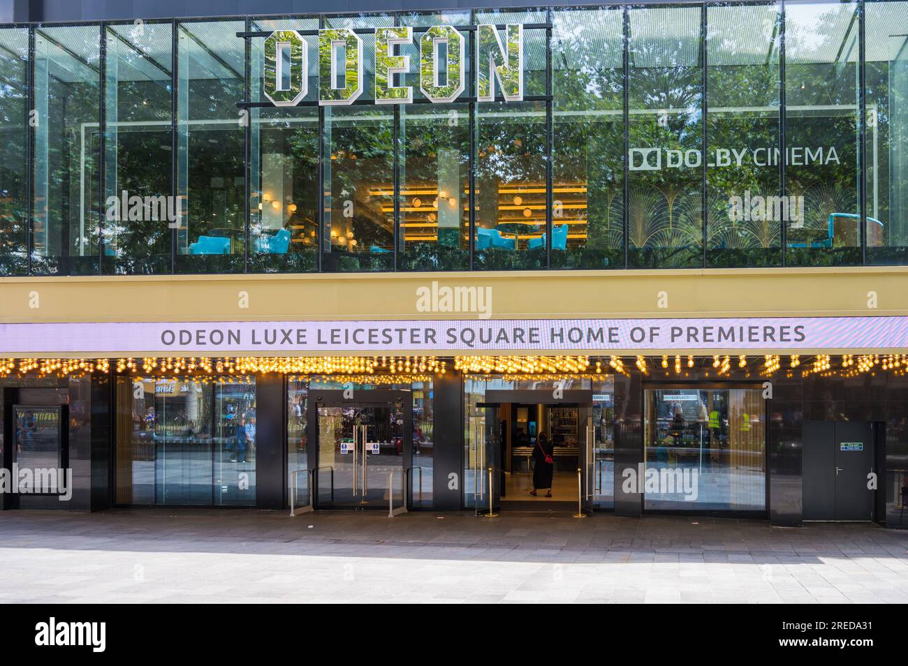 Exterior of foyer to Odeon Luxe cinema on Leicester Square. London ...