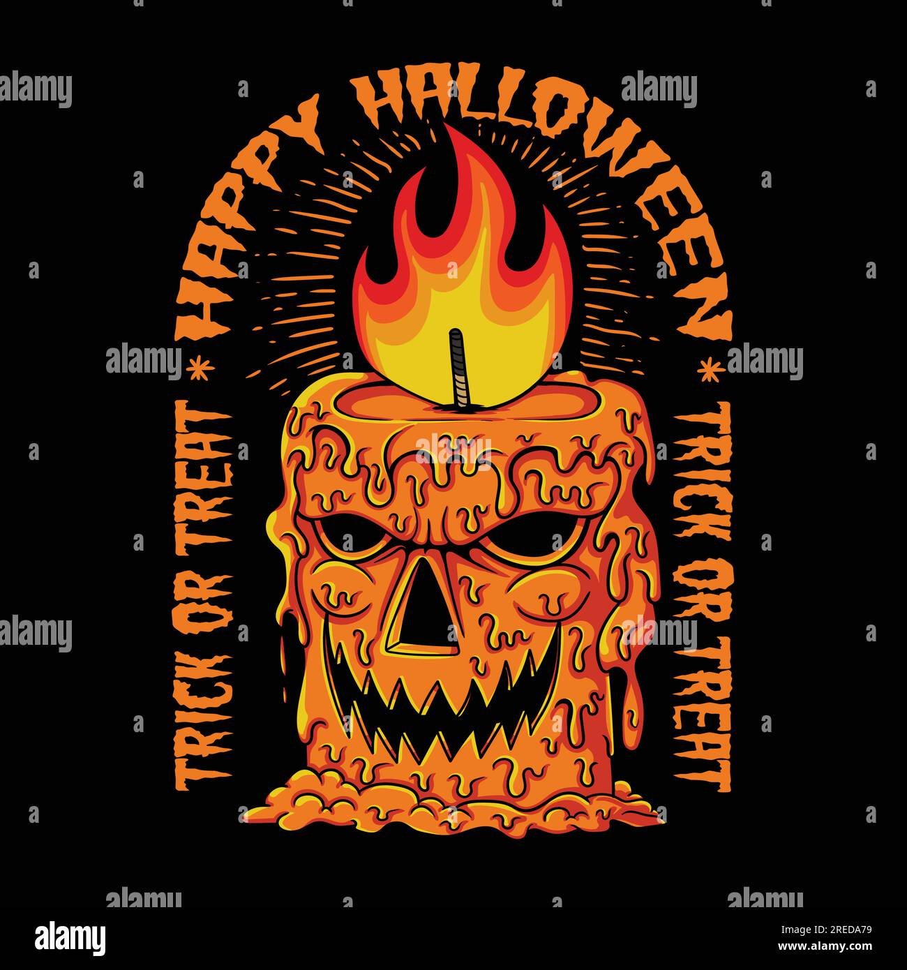 Candle melting horror happy halloween vector illustration for your ...