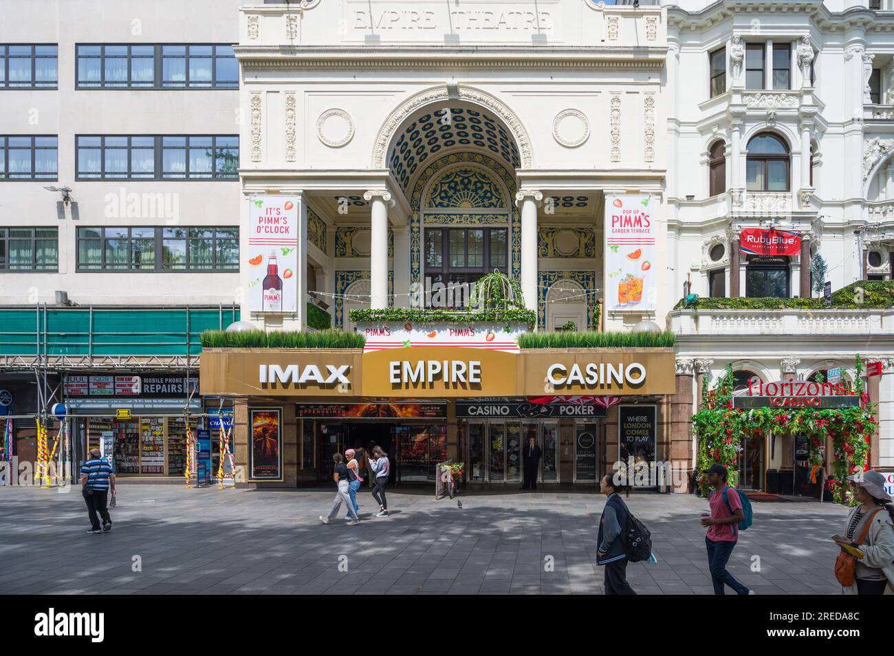 Exterior facade of IMAX Empire cinema and casino on Leicester Square ...