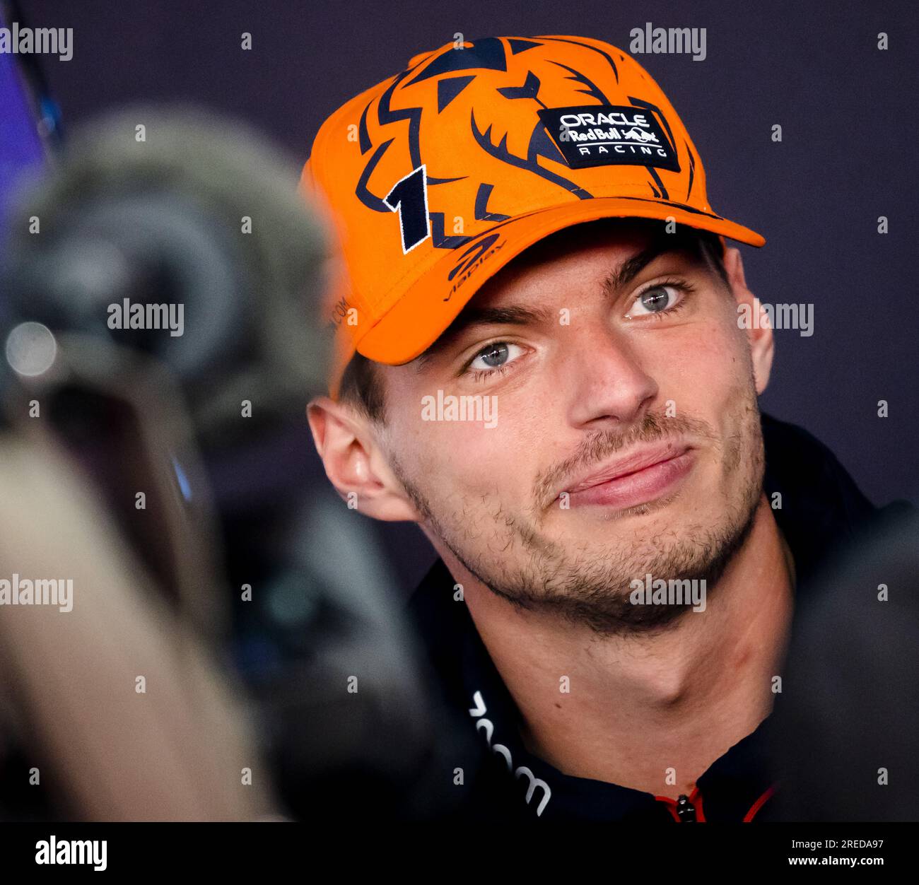 SPA - Max Verstappen (Red Bull Racing) speaks to the press on the Spa ...